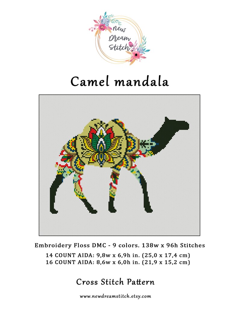 Mandala Camel Cross Stitch Pattern Animals Mandala - Etsy