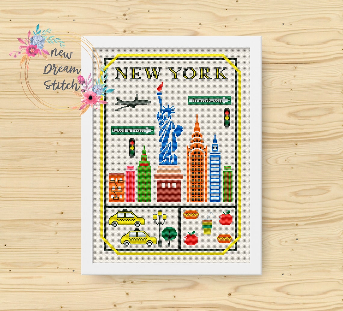 New York City Cross Stitch Pattern Little City Cross Stitch | Etsy