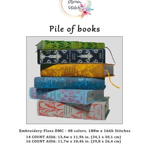 Classic Book Cross Stitch Pattern, Reader Library, Bookshelf Cross ...
