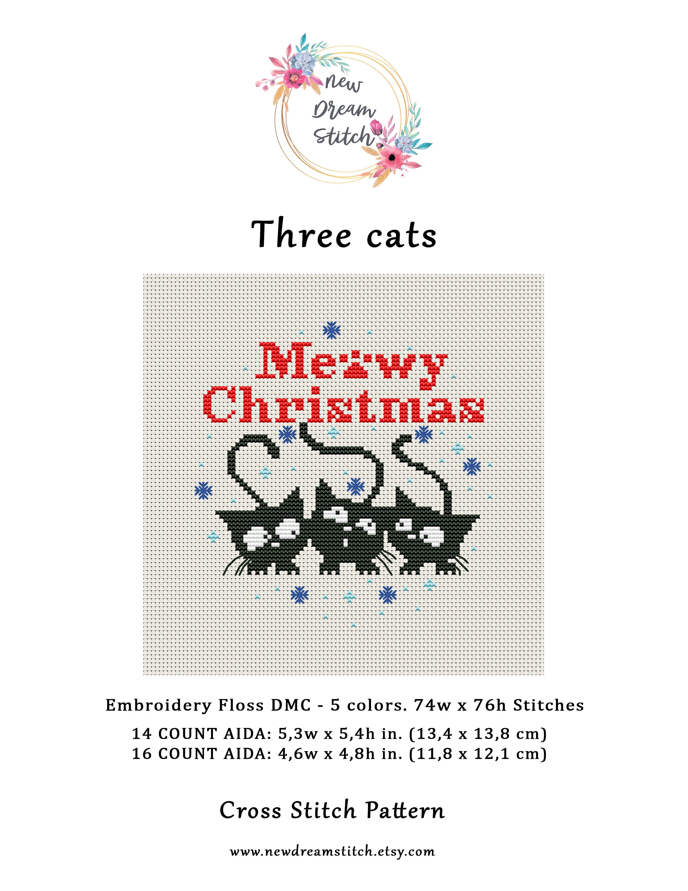 SET Christmas Cats Cross Stitch Pattern Black Cat Animal - Etsy
