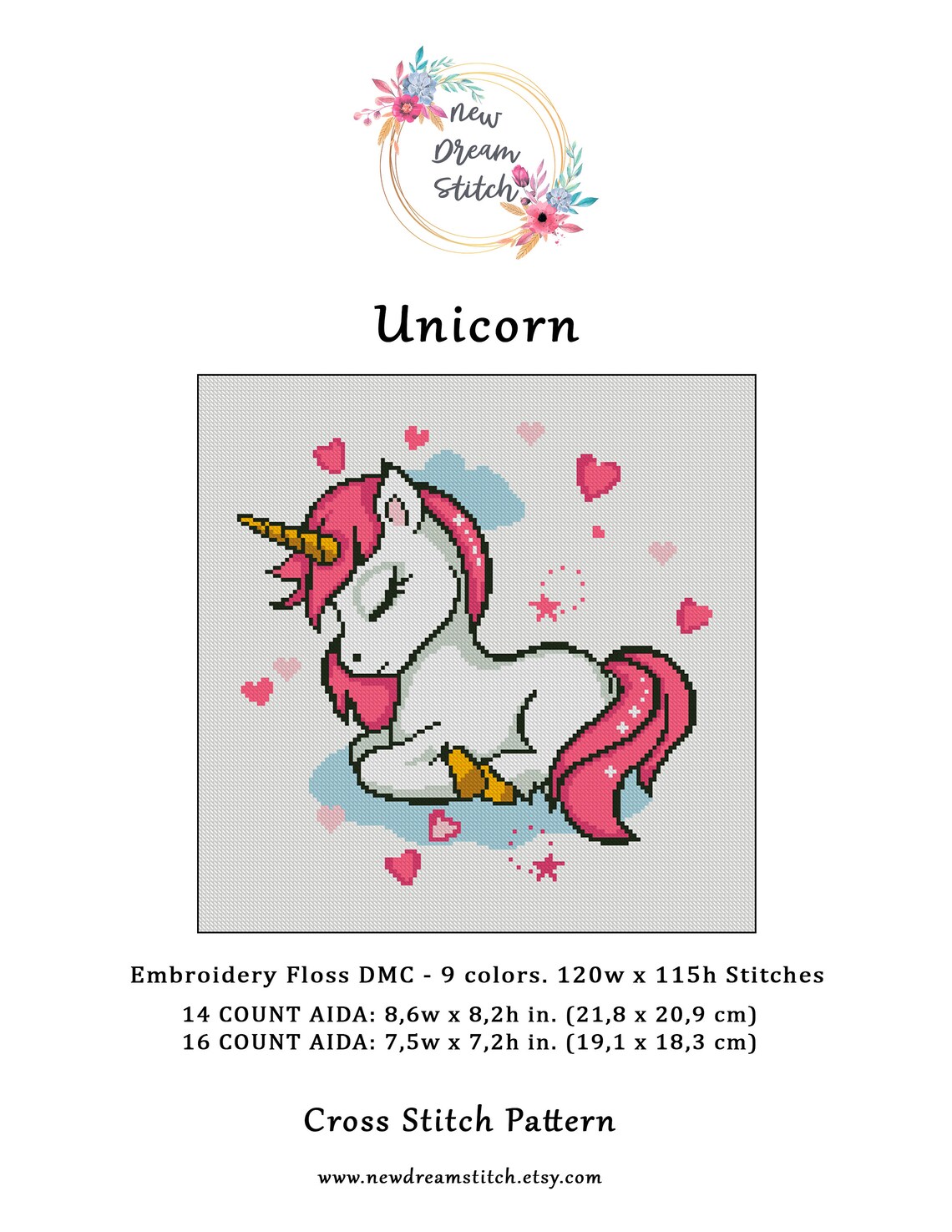 Unicorn Cross Stitch Pattern Unicorn Face Cross Stitch New - Etsy