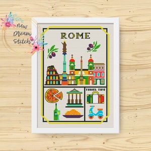 Rome Cross Stitch Pattern, Little City Cross Stitch Pattern, Italy ...