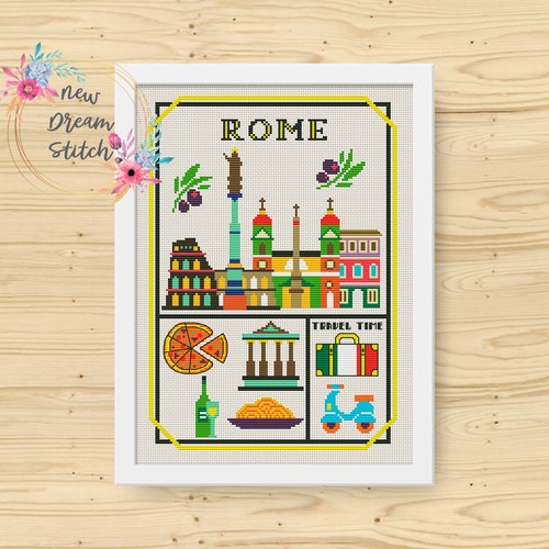 Rome Cross Stitch Pattern Little City Cross Stitch Pattern - Etsy