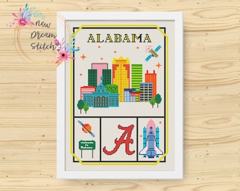 Alabama Cross Stitch | Etsy