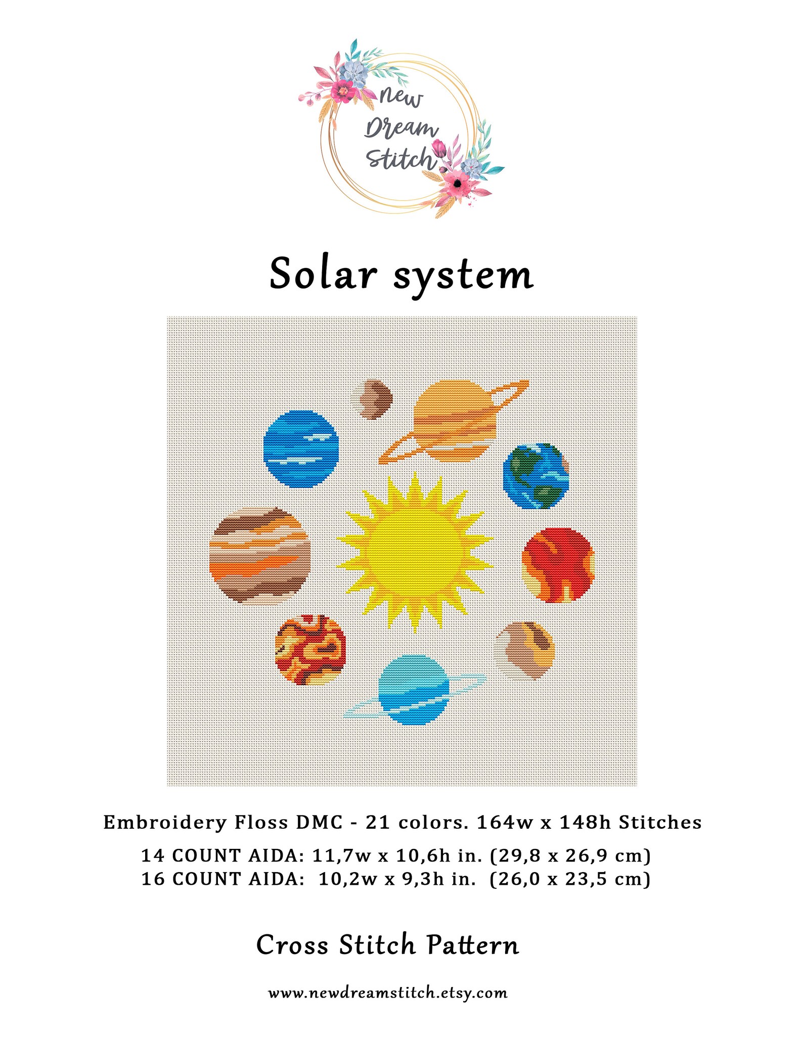 Solar System Cross Stitch Pattern Needlepoint Pattern - Etsy
