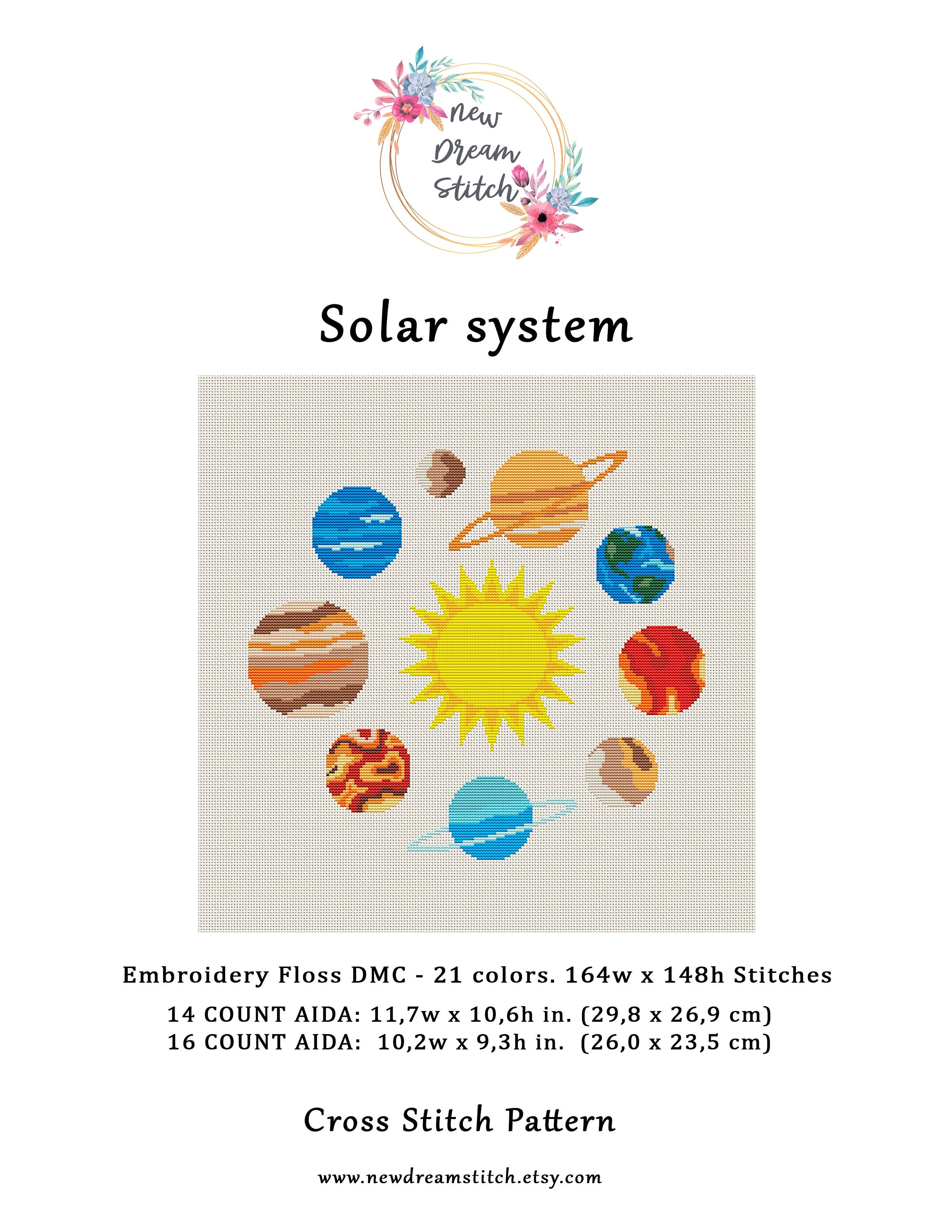 Solar System Cross Stitch Pattern Needlepoint Pattern - Etsy