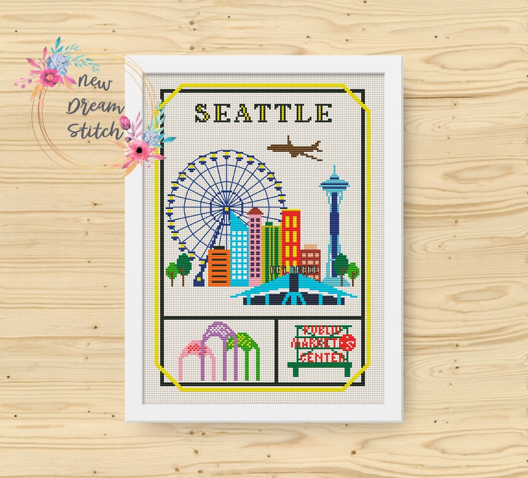 Seattle City Cross Stitch Pattern, Little City Cross Stitch Pattern ...