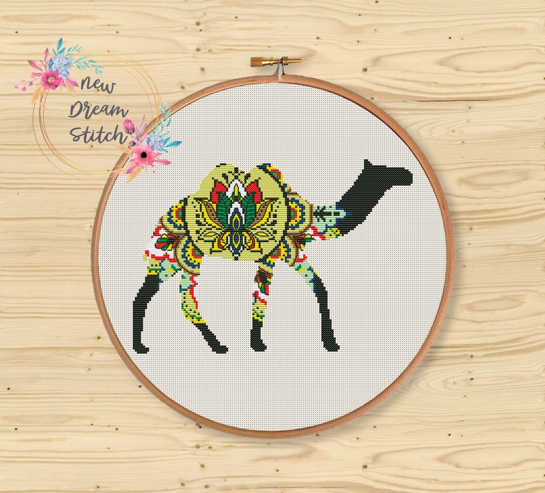 Mandala Camel Cross Stitch Pattern, Animals Mandala Embroidery, Modern ...