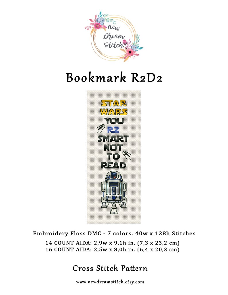 Bookmark Pixel Droid Cross Stitch Pattern Mini Heroes Star - Etsy