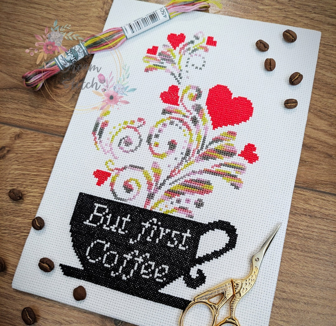 But First Coffee Cross Stitch Pattern, Cup of Coffee Decor Xstitch ...