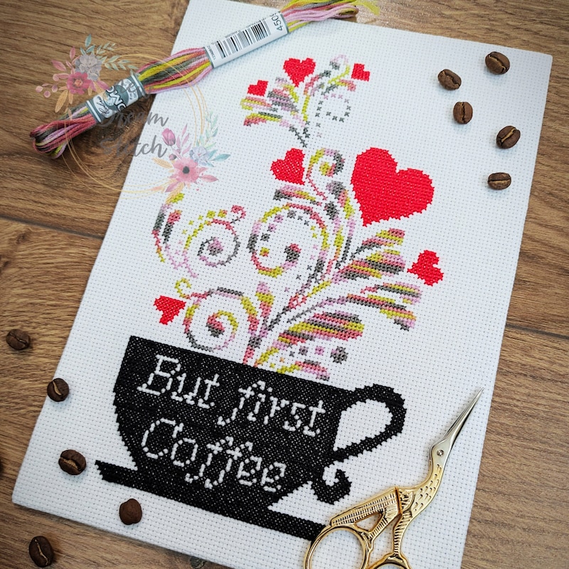 Coffee Cup Cross Stitch - Etsy