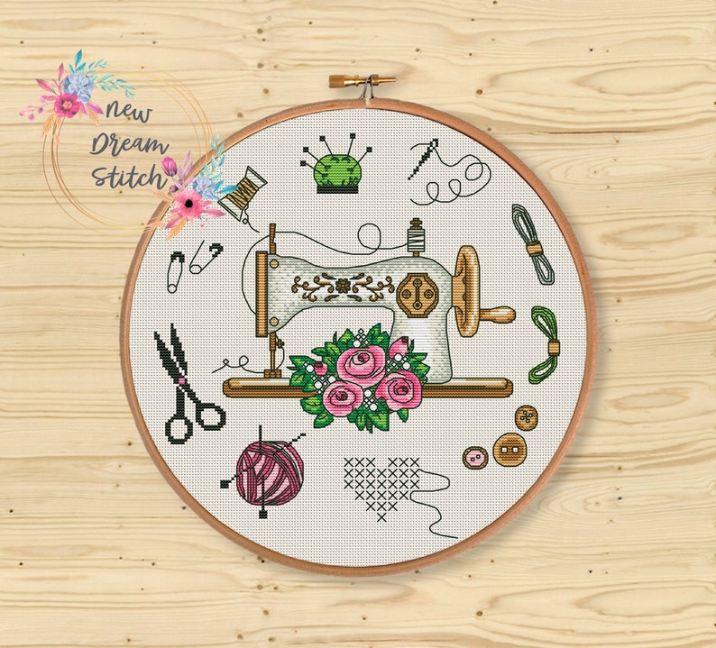 Vintage Sewing Machine Cross Stitch Pattern Sew Cross Stitch - Etsy