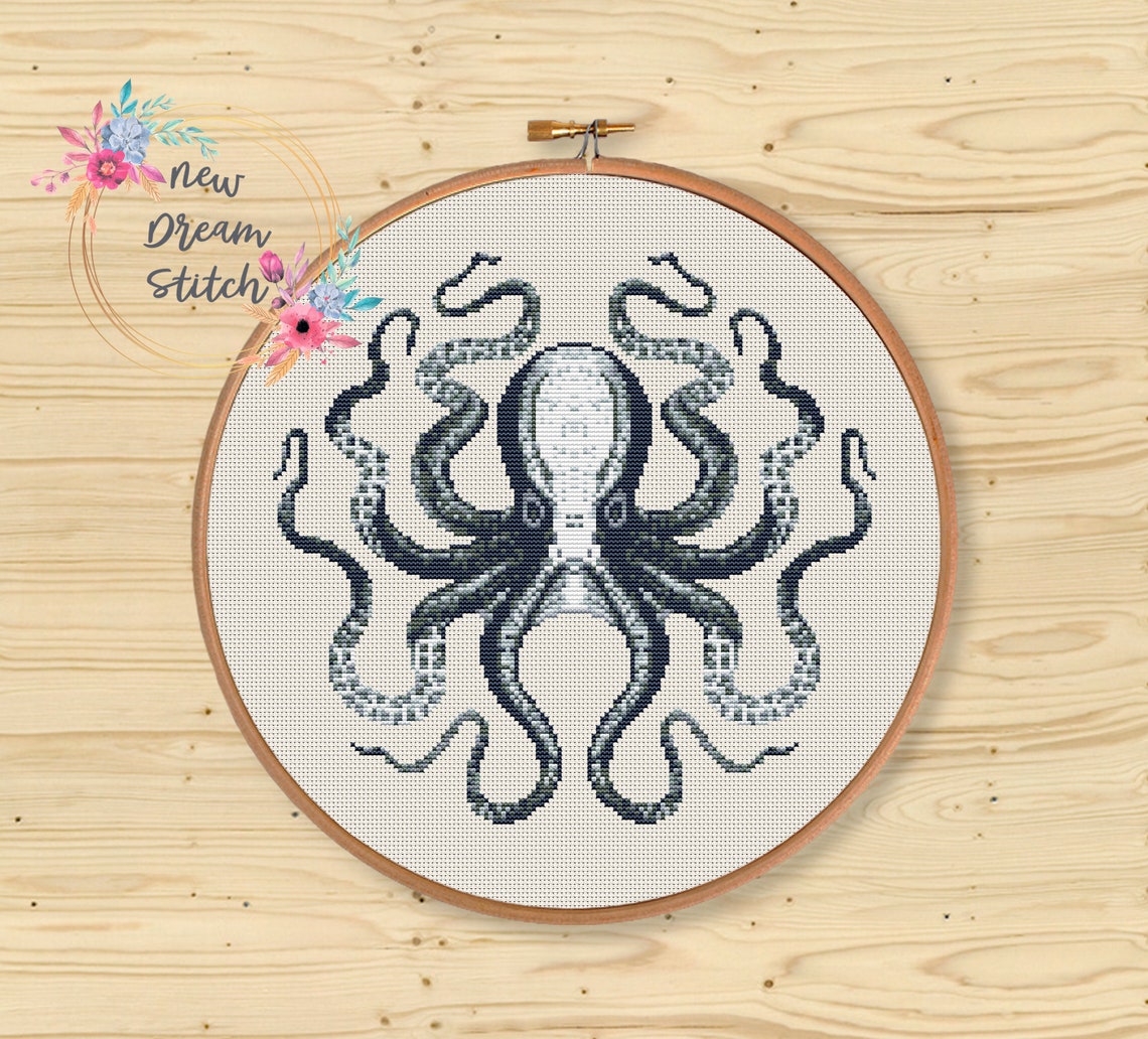 Octopus Cross Stitch Pattern, Sea Animals Cross Stitch Pattern, Ocean ...