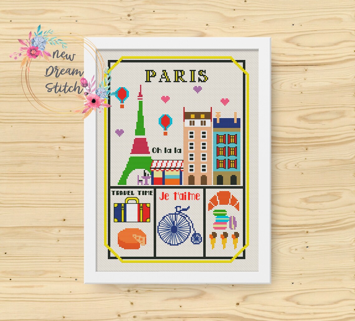 Paris Cross Stitch Pattern, Little City Cross Stitch Pattern, France ...
