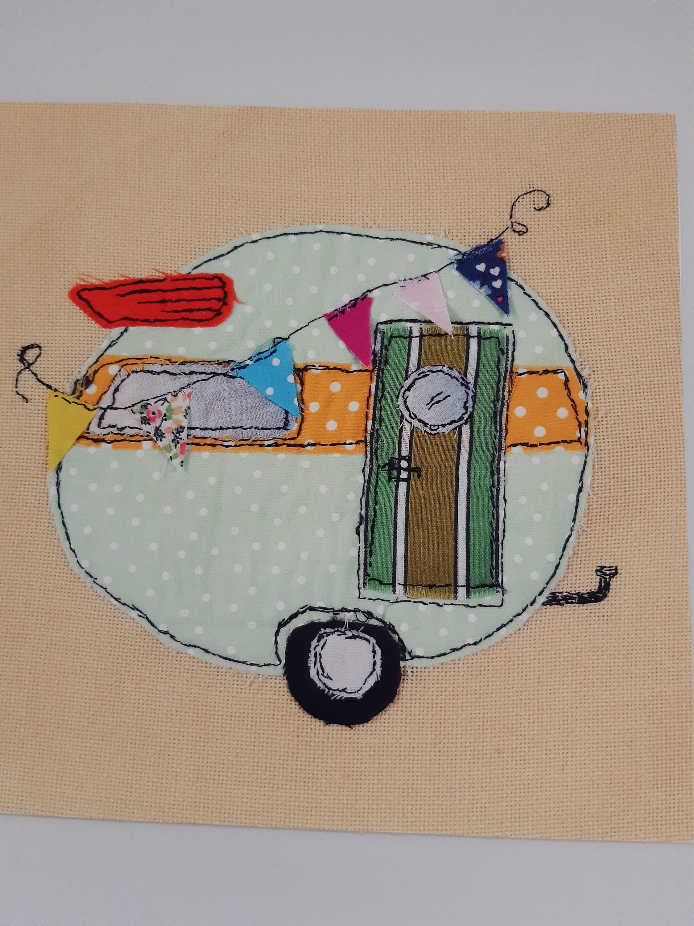 Quirky Vintage Caravan Hand Sewn Embroidery Print. - Etsy