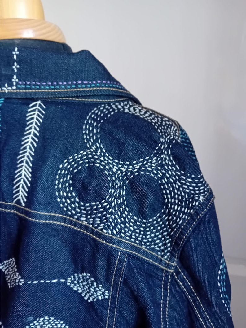 Sashiko / Boro Inspired Denim Jacket. Crop Style Size 20. Hand Sewn ...