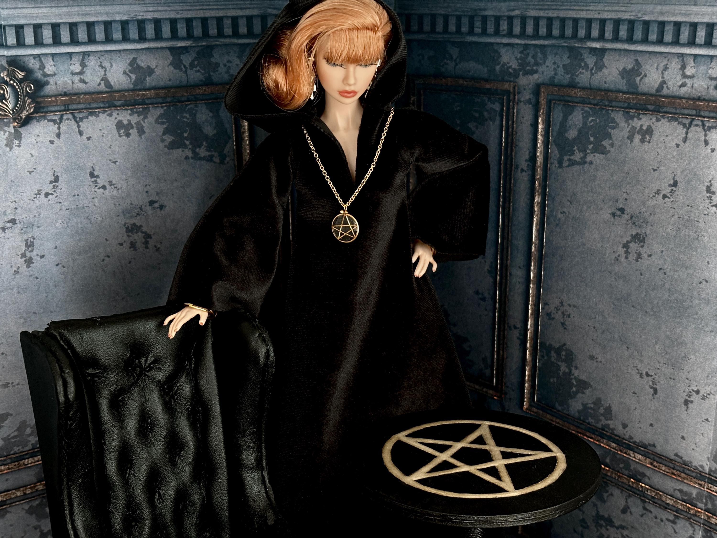 Doll Witchcraft Altar Pentagram Table Halloween Wingback Chair Roombox ...