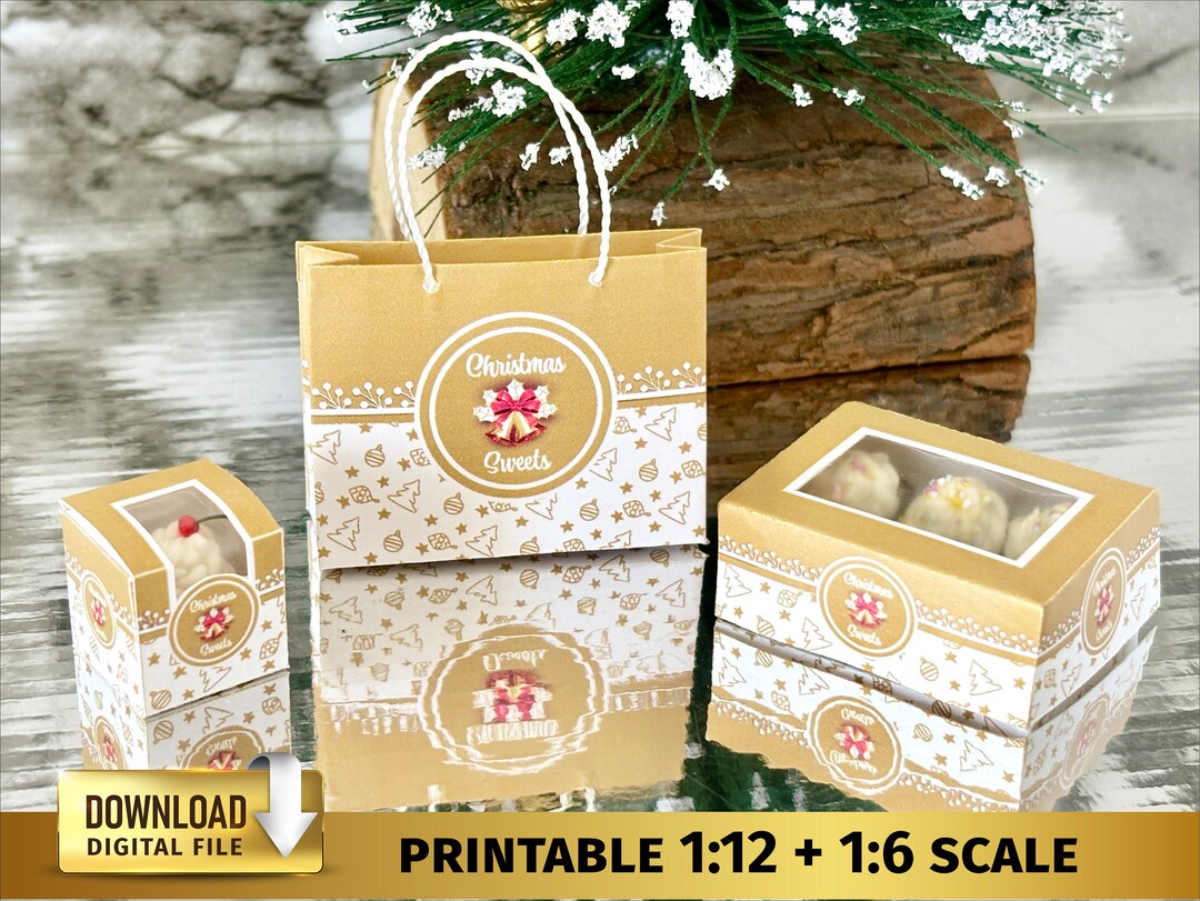 Christmas Miniature Bakery Box & Bag Set, 1:6 1∶12 Scale (printable) - Etsy