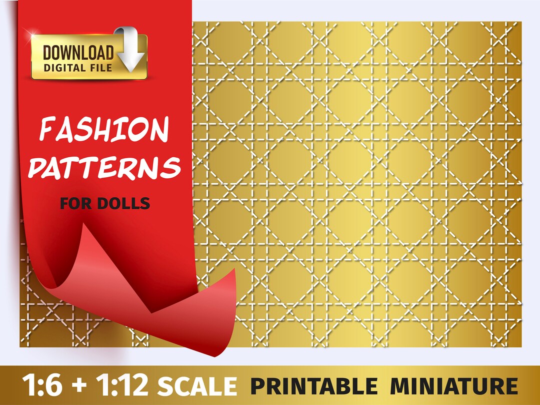 FASHION Pattern PRINTS 12 Inch Dolls House Logo Micro Fabric Miniature ...