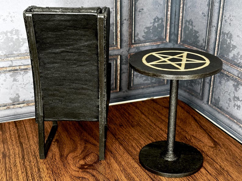Doll Witchcraft Altar Pentagram Table Halloween Wingback Chair Roombox ...