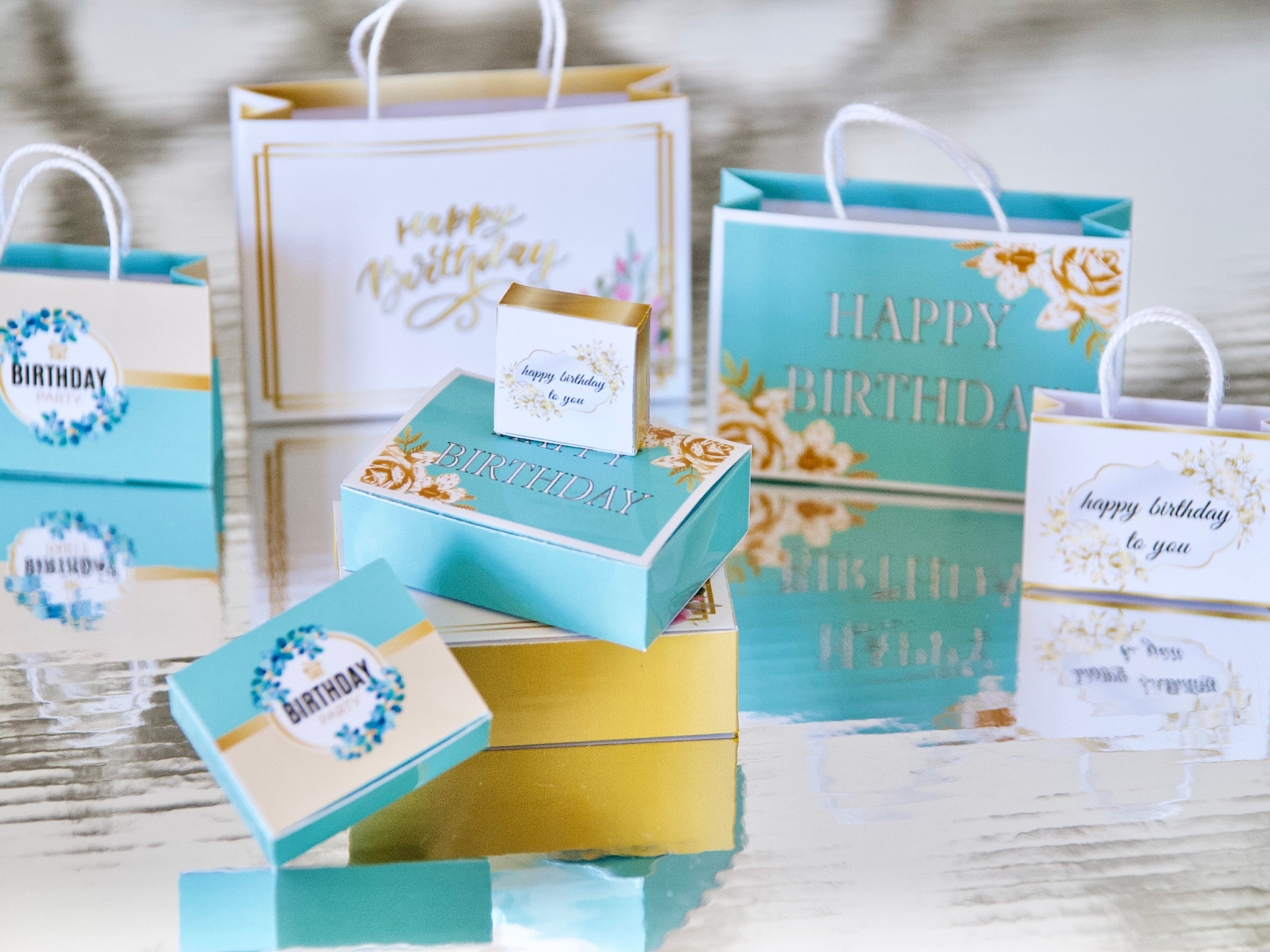 Miniature Birthday Gift Boxes Bags Set 1:12 Downloadable - Etsy