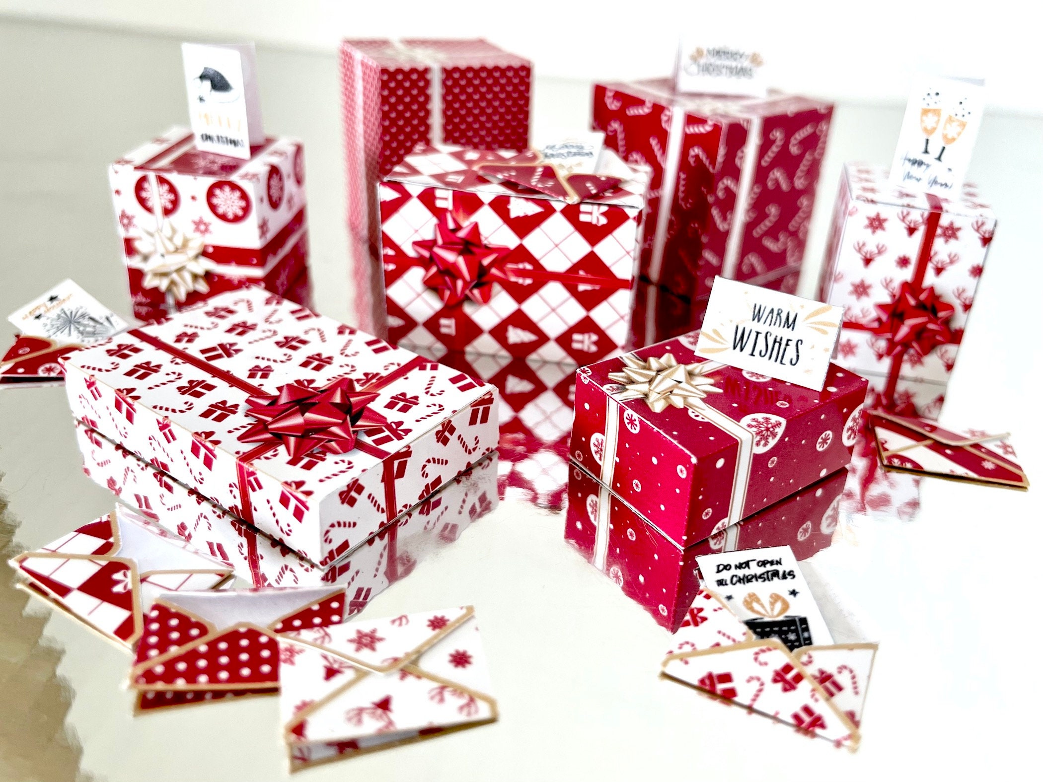 Red Miniature Christmas Gift Boxes Set 1:12 Downloadable - Etsy