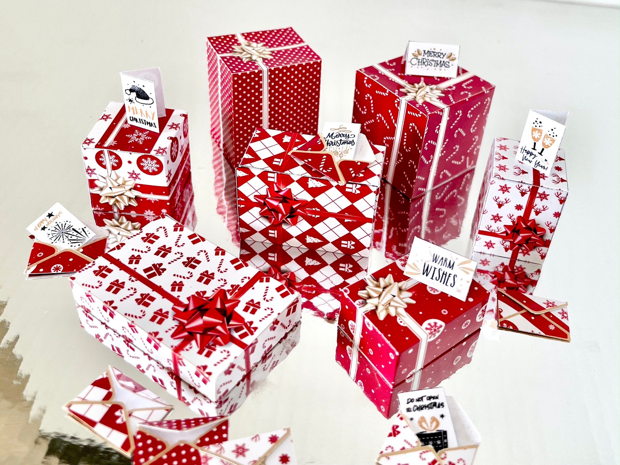 Red Miniature Christmas Gift Boxes Set 1:12 Downloadable - Etsy
