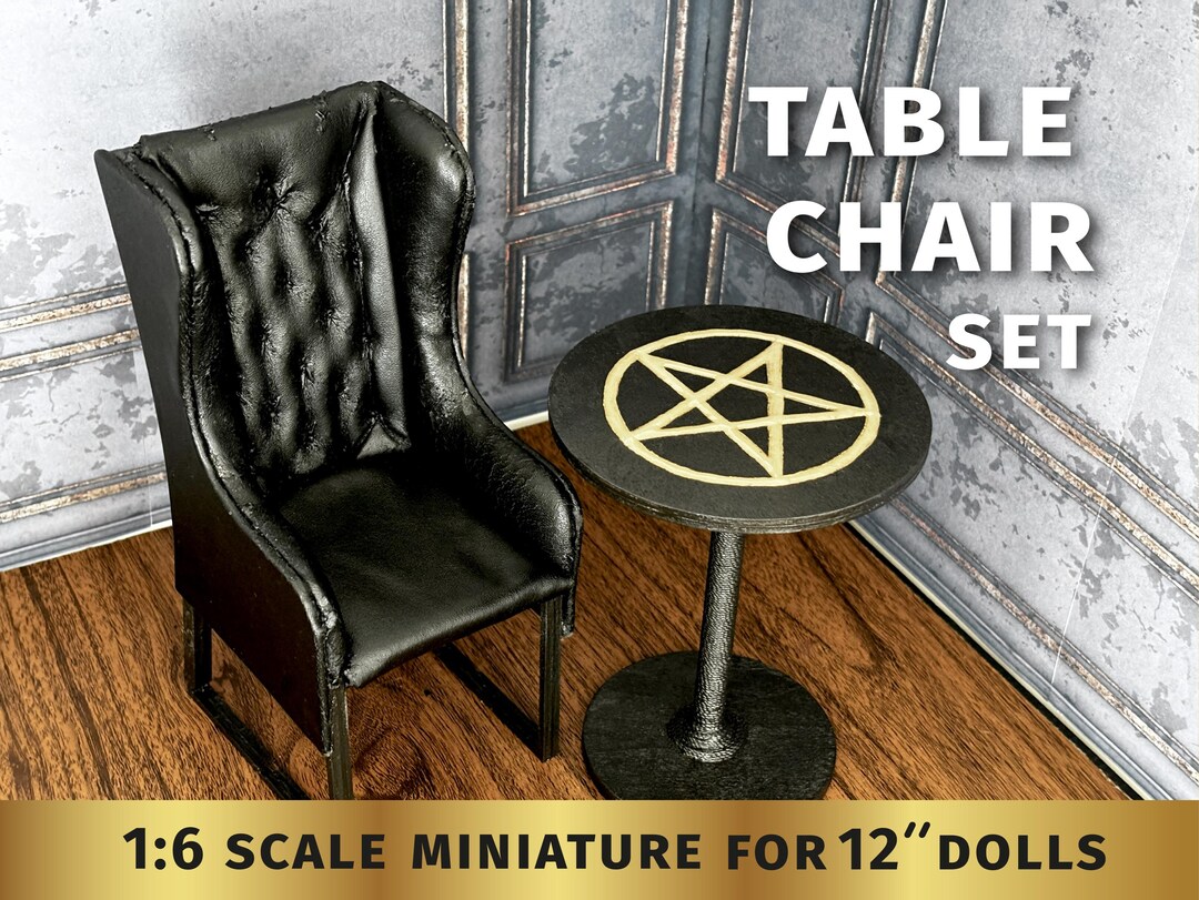 Doll Witchcraft Altar Pentagram Table Halloween Wingback Chair Roombox ...