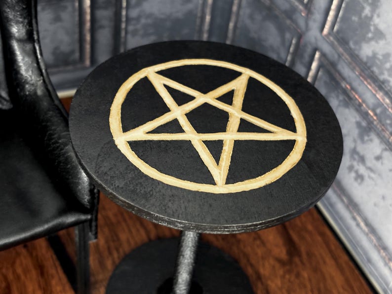 Doll Witchcraft Altar Pentagram Table Halloween Wingback Chair Roombox ...