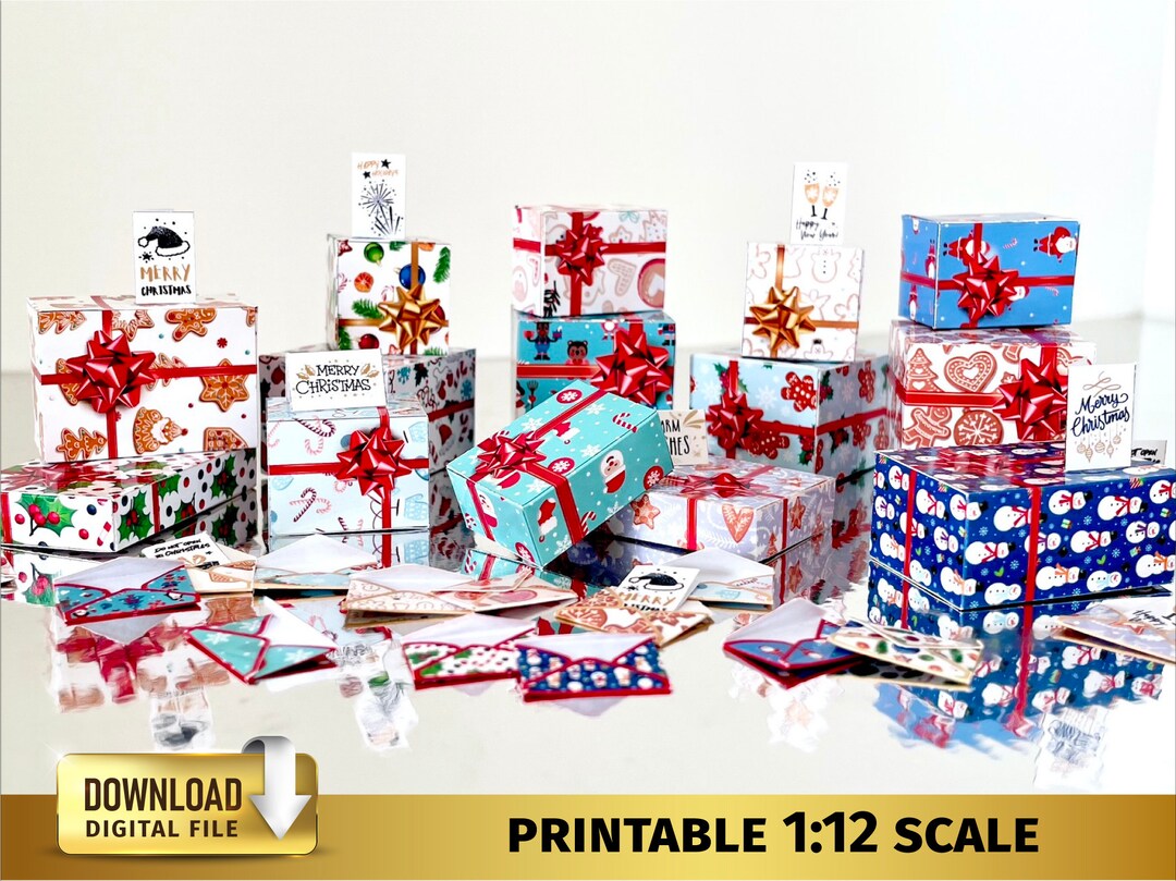42 Miniature Christmas Gift Boxes Set 1:12 Downloadable Dollhouse ...