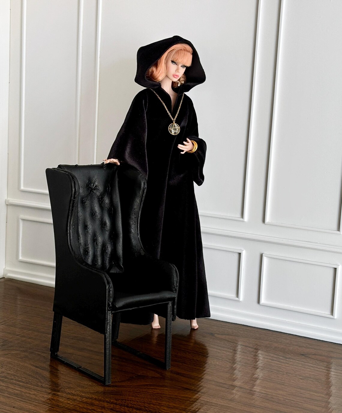 Doll Witchcraft Altar Pentagram Table Halloween Wingback Chair Roombox ...