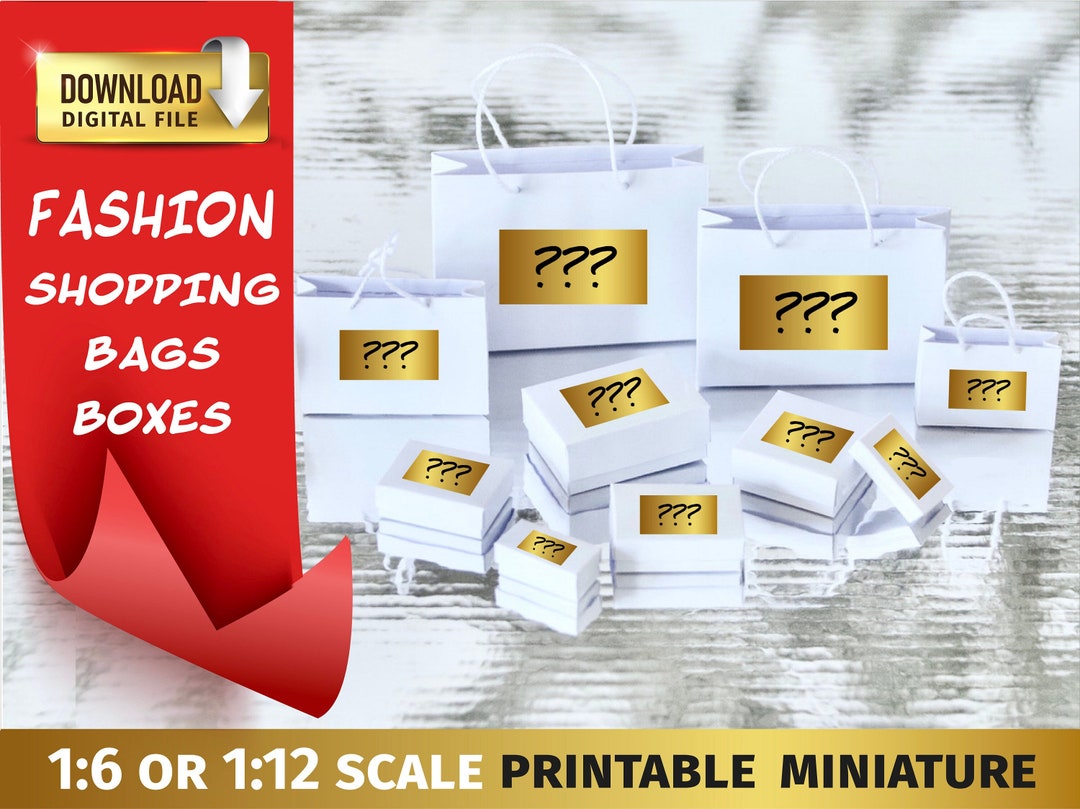 Printable Miniature Shopping Bags and Gift Boxes – 1:6 and 1/12 Scale ...