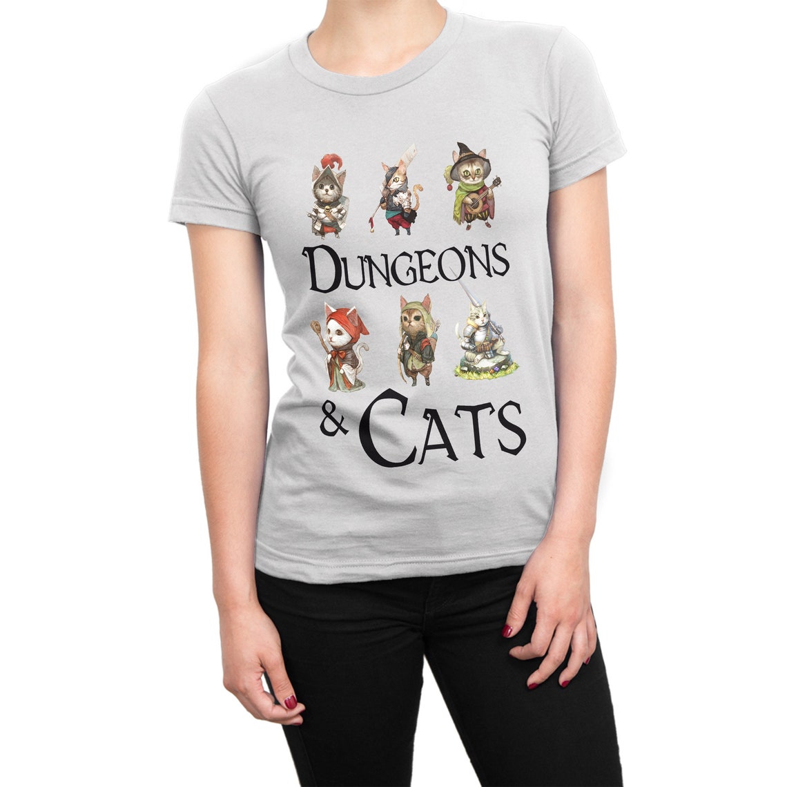 Dungeons and Cats Ladies T Shirt RPG DND Dragons Cats Womans | Etsy