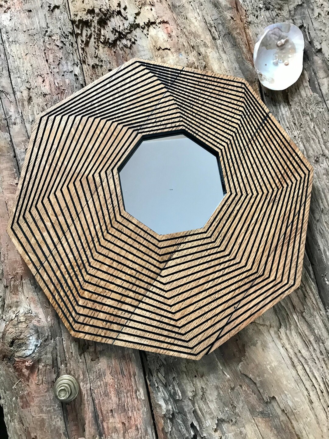 Solid Oak Radial Sacred Geometry Upcycled Wall Mirror - Etsy