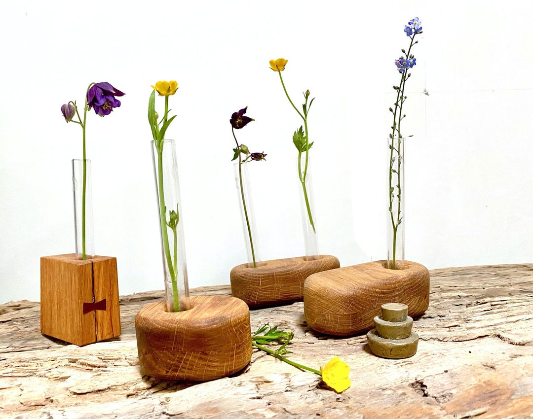 Oak Test Tube Flower Display Vase - Etsy UK