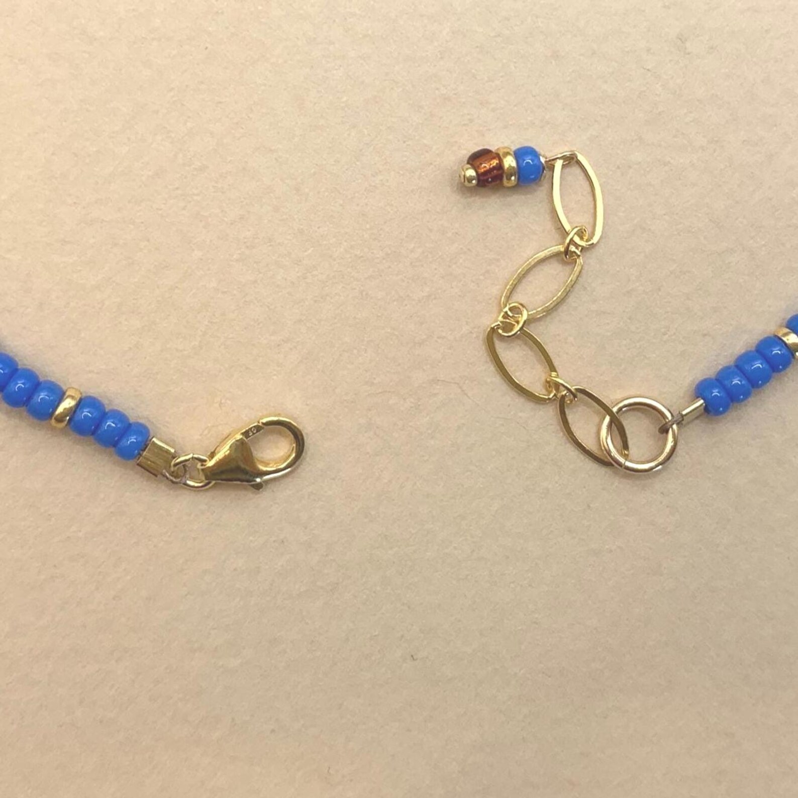 14K GF Blue Seed Bead Necklace and Pearl, Small Blue Bead and Pearl ...