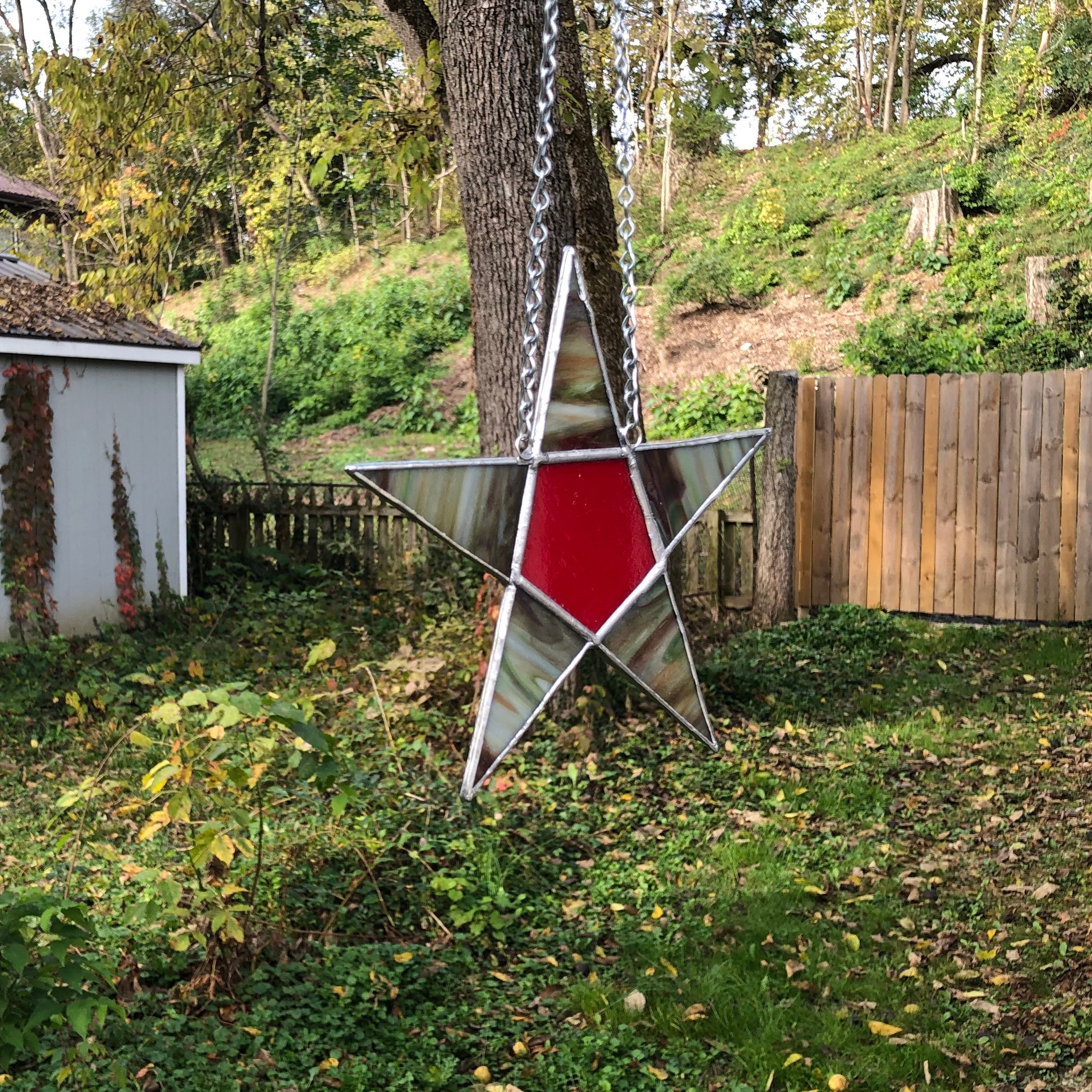 Texas Star One- Handmade Stained Glass Suncatcher - Colorful Red Five ...