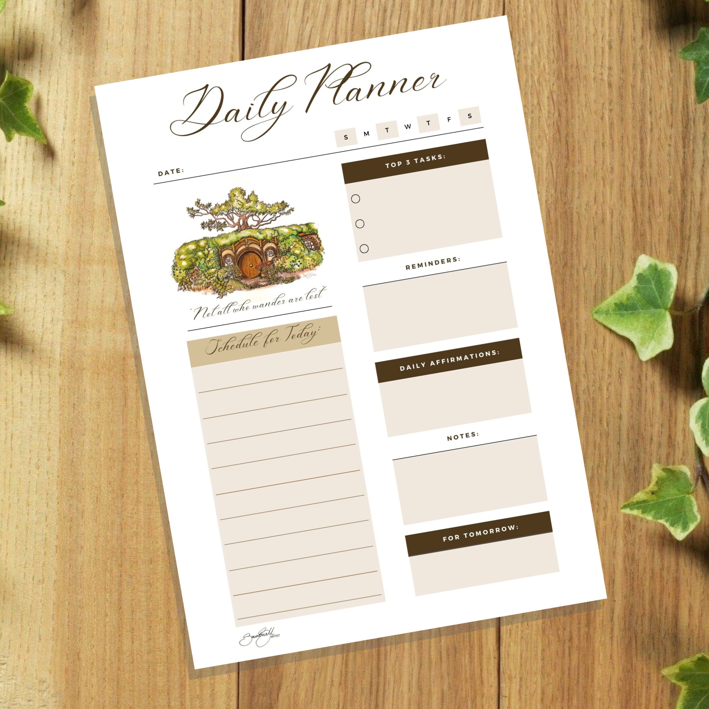 Hobbit Cottage Diary Daily Planner Routine Digital A4 Sheet - Etsy