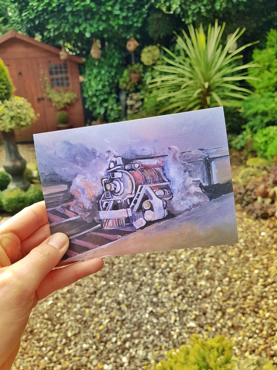 Steam Train Engine Locomotive Greeting Card (landscape) - Etsy