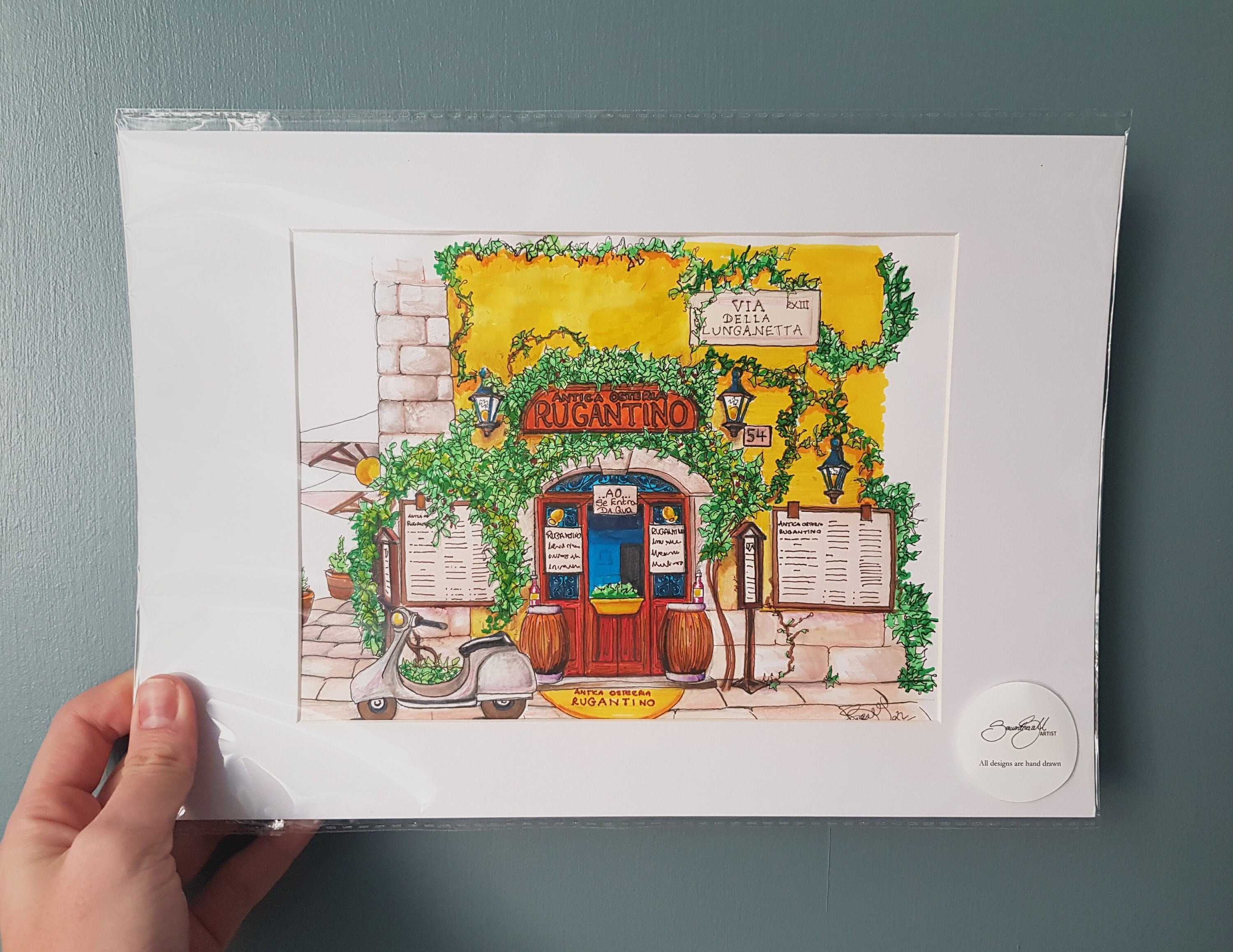 Original Drawing of Rome Trastevere's antica Osteria Rugantino ...