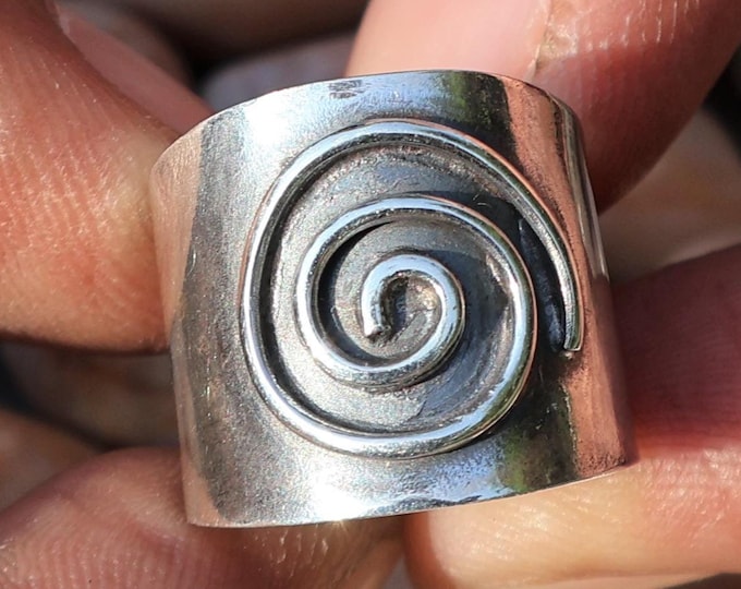 Spiral Ring Sterling Silver Band Infinity Ring Adjustable Band Weaved ...