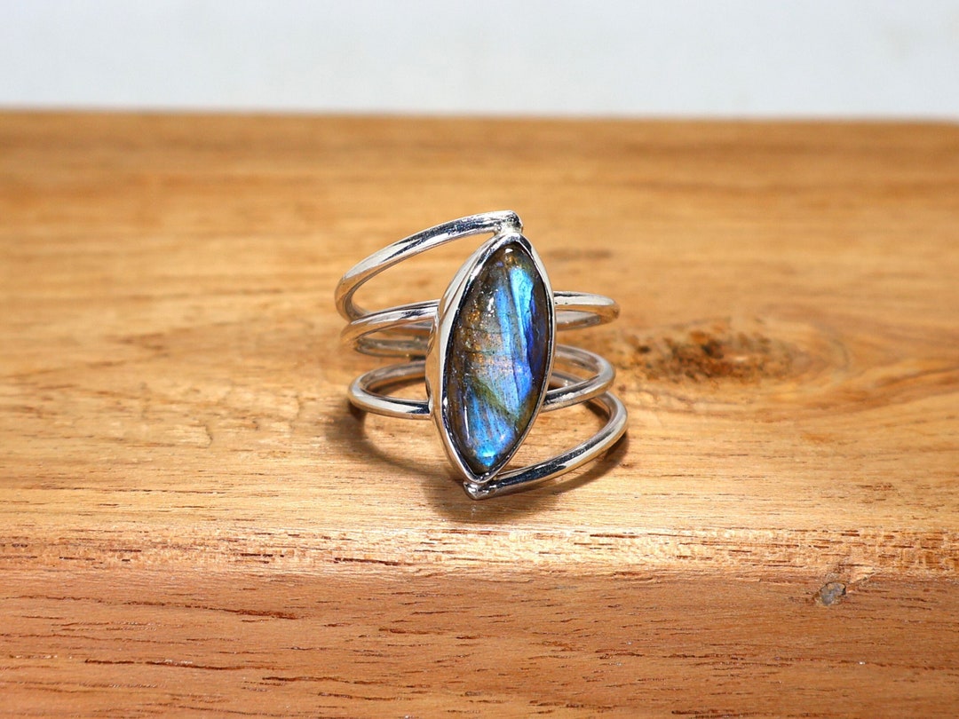 Labradorite Ring, Sterling Silver Handmade Ring, Women Marquise Ring ...