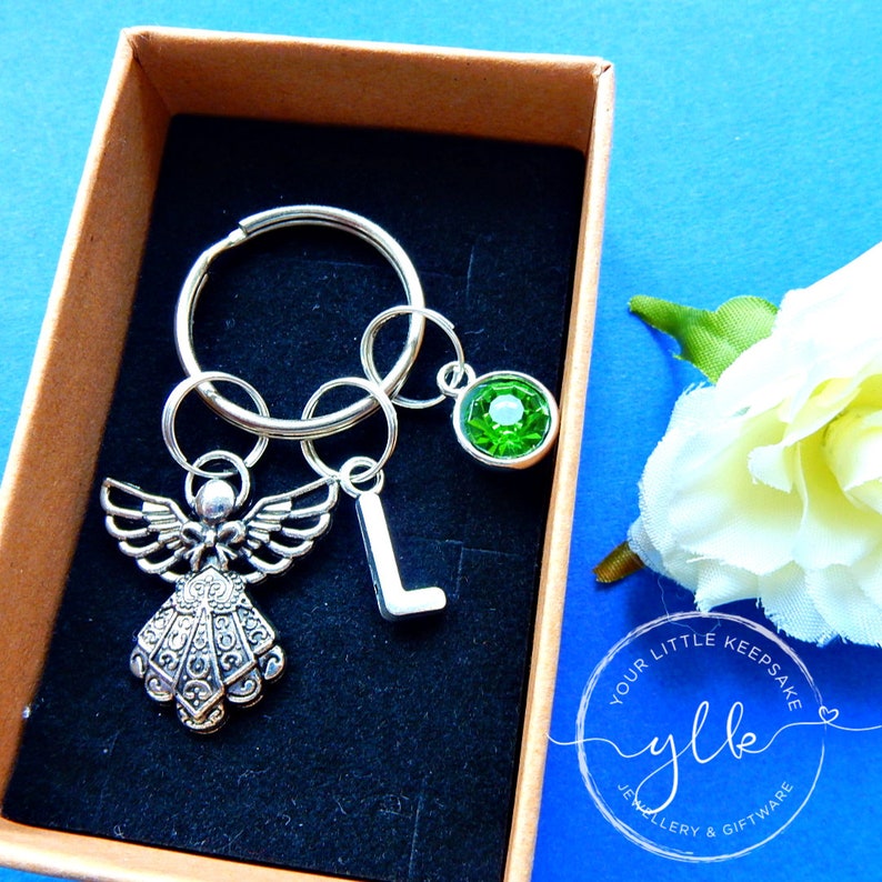 Silver Personalised Angel Keyring Birthstone Angel Keychain - Etsy Silver Personalised Angel Keyring Birthstone Angel Keychain - Etsy