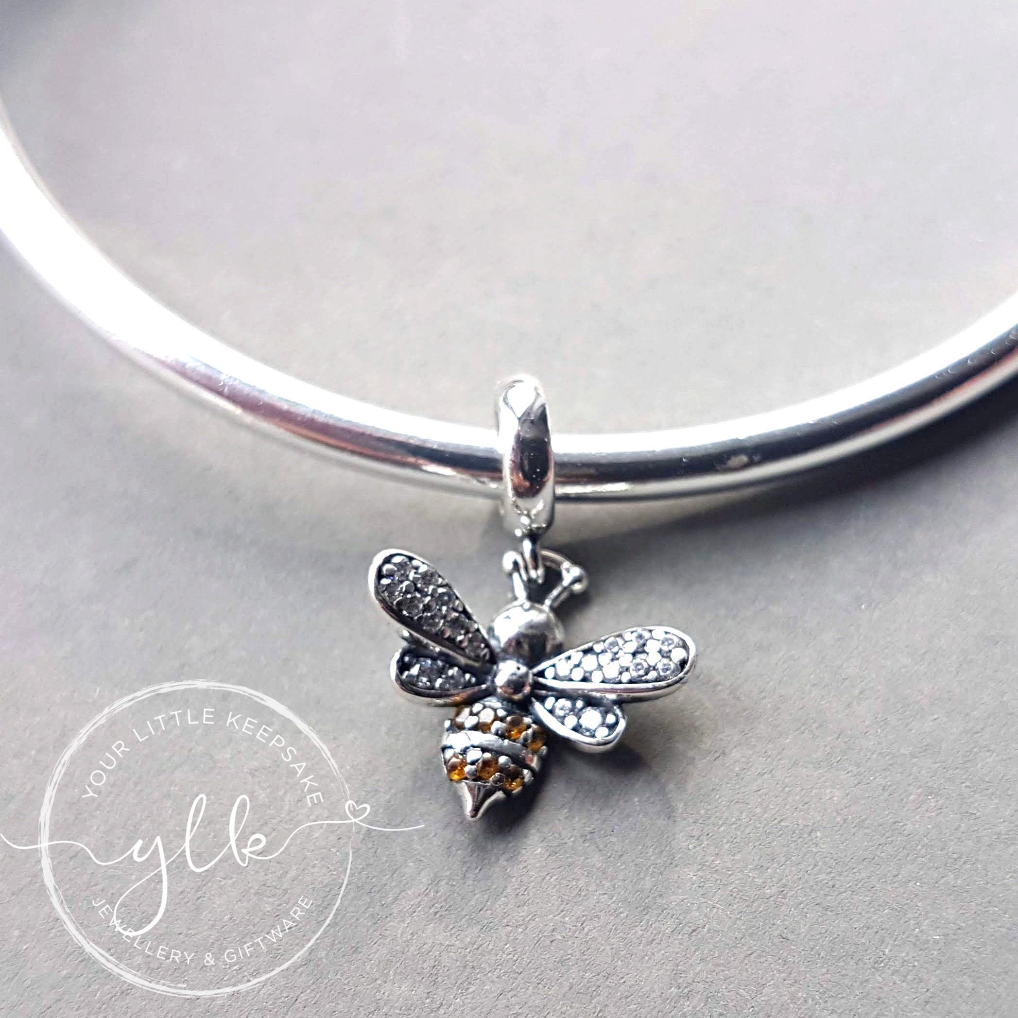 Silver & Gold Bee Charm Bangle Unique Gift for Her Bee Lover - Etsy