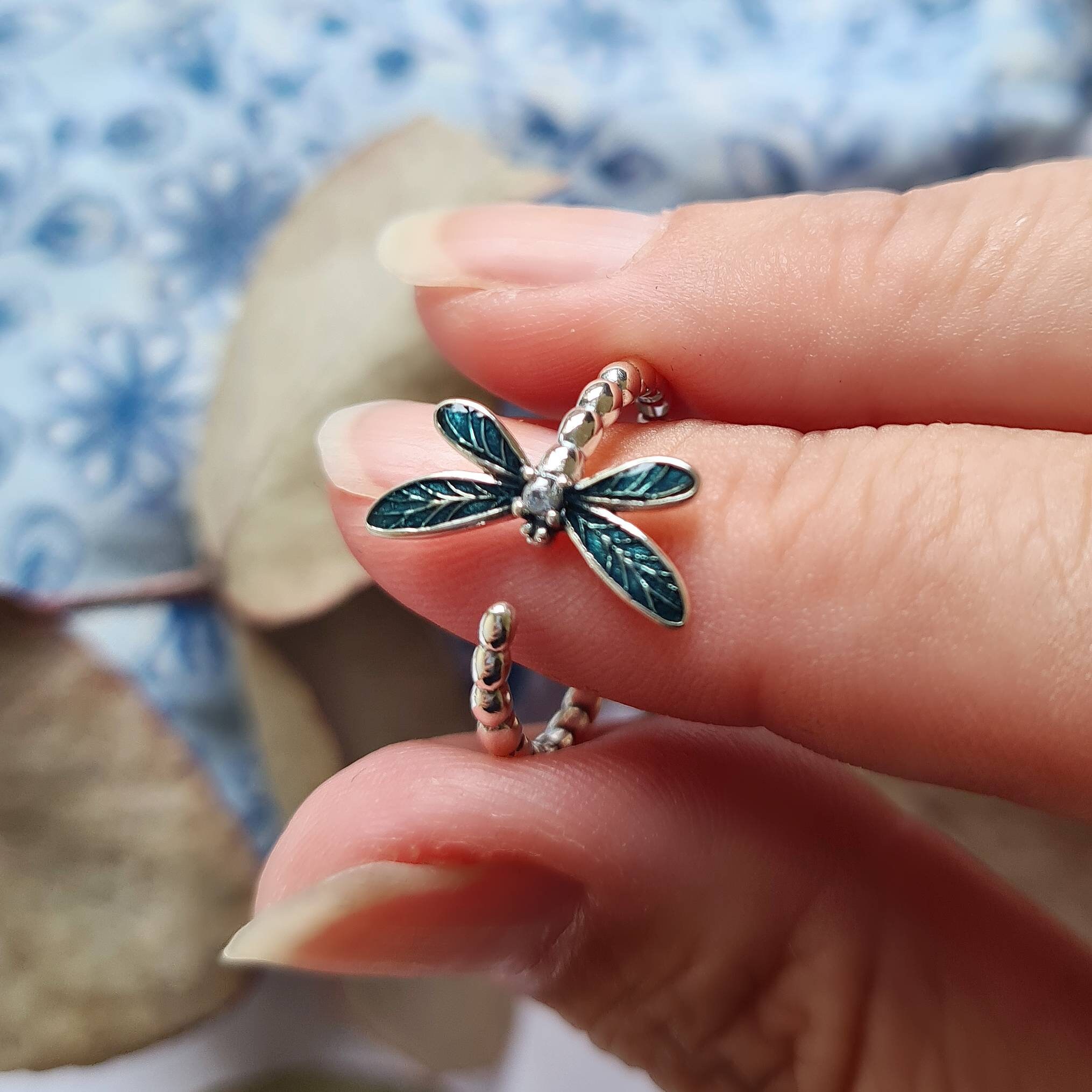 925 Silver Dragonfly Ring Statement Ring Dragonfly - Etsy
