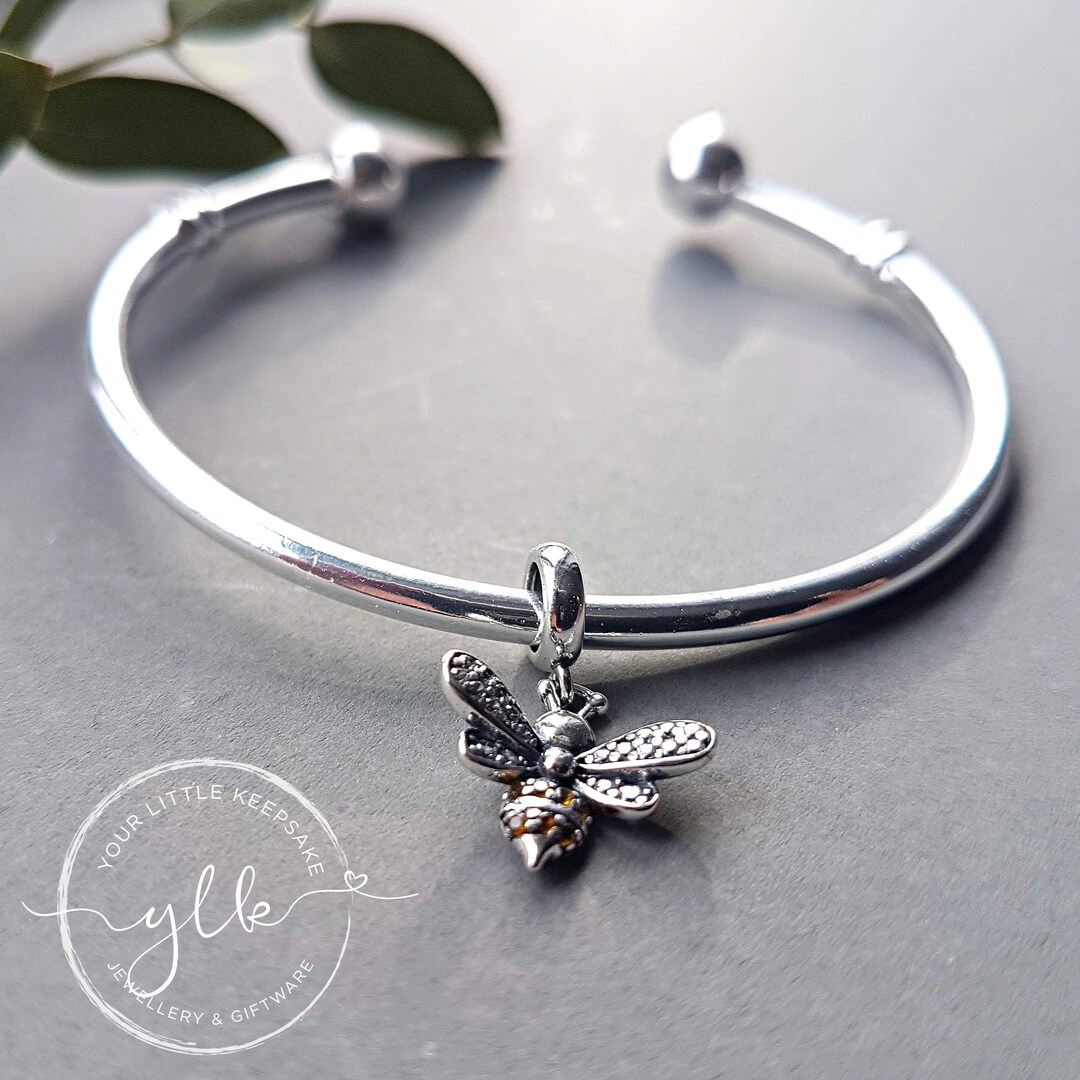 Silver & Gold Bee Charm Bangle, Unique Gift for Her, Bee Lover Gift ...
