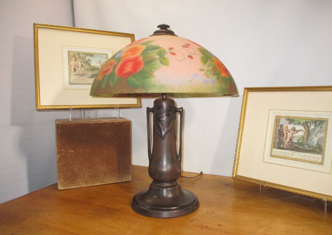 PG 43 Arts and Crafts Miller Lamp Base With Reverse Painted - Etsy