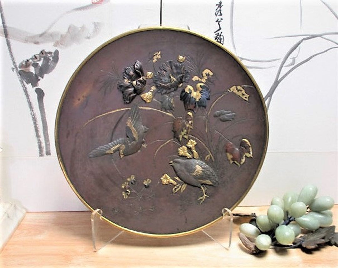 PG 39 Japanese Meiji Period Bronze Mixed Metal Inlaid and Onlaid ...
