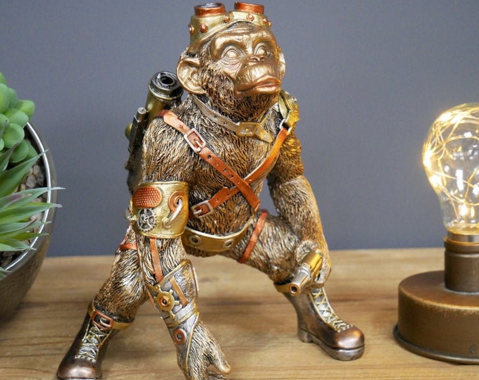 Steampunk Monkey With Jet Pack Gold Finish Home Ornament - Etsy