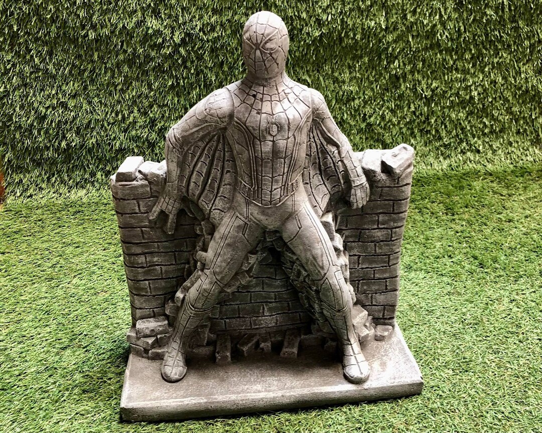Spiderman Figure Concrete Garden Sculpture Lawn Ornament Frost ...
